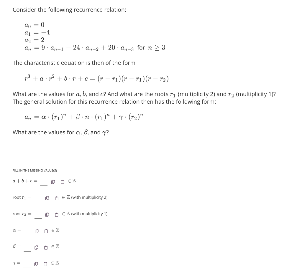 Solved Consider the following recurrence relation: 20 = 0 Q1 | Chegg.com