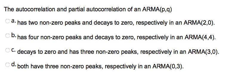 Solved The autocorrelation and partial autocorrelation of an | Chegg.com