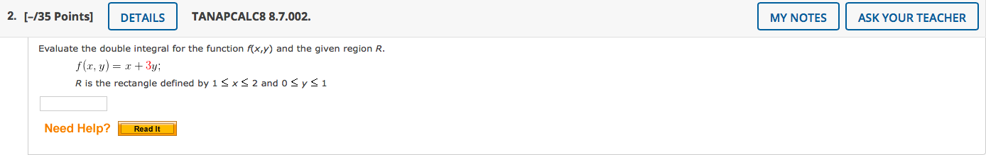 Solved 2. [-/35 Points] DETAILS TANAPCALC8 8.7.002. MY NOTES | Chegg.com