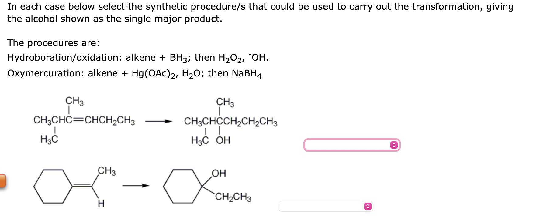Solved In each case below select the synthetic procedure/s | Chegg.com