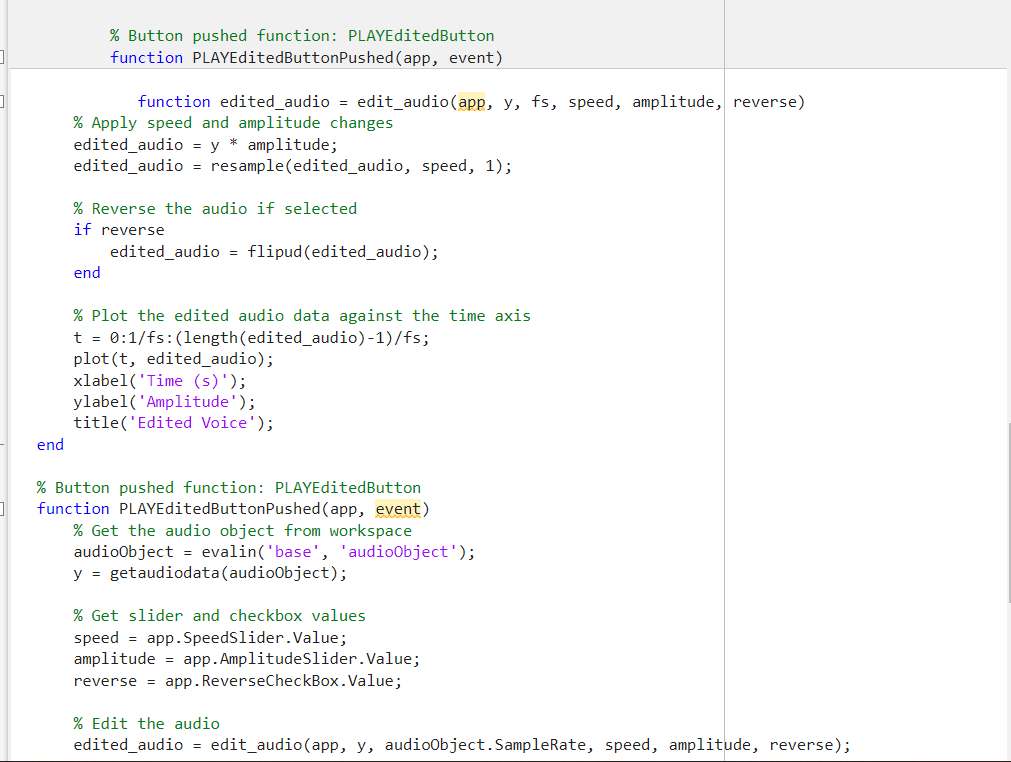 Solved MATLAB App Original Record PLAY(Original) \% Button | Chegg.com