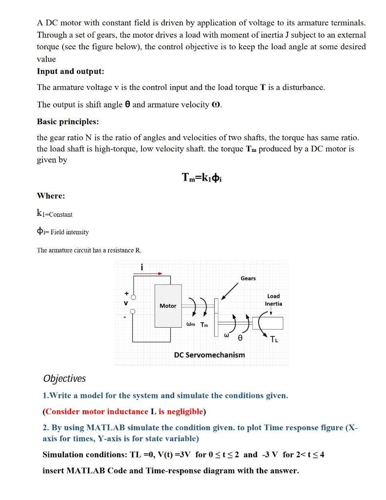 Solved A DC motor with constant field is driven by | Chegg.com