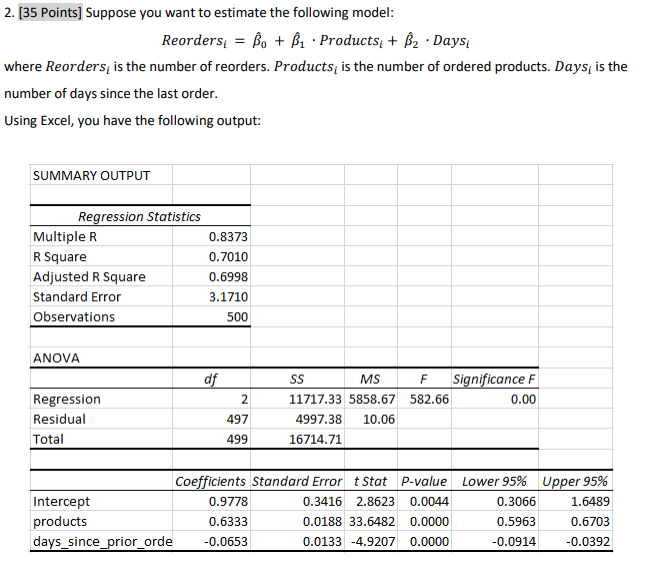 Solved 2. [35 Points] Suppose you want to estimate the | Chegg.com