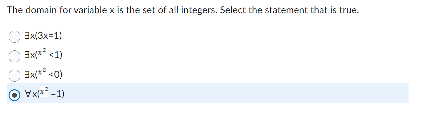 Solved The domain for variable x is the set of all integers. | Chegg.com