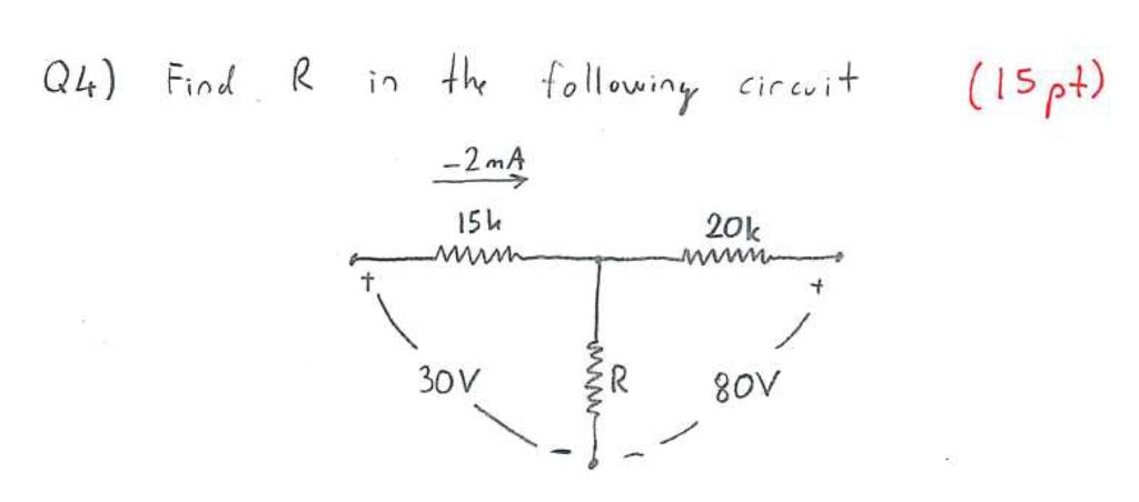 Solved Q4) Find R in the following circuit (15pt) | Chegg.com