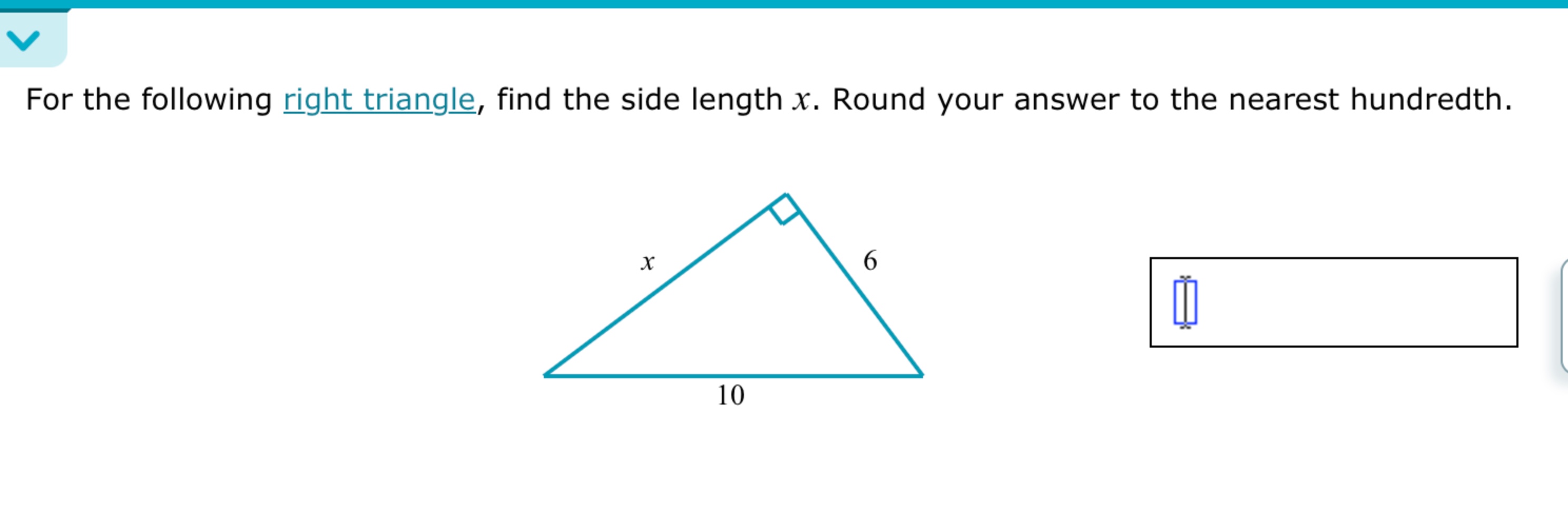 Solved For the following right triangle, find the side | Chegg.com