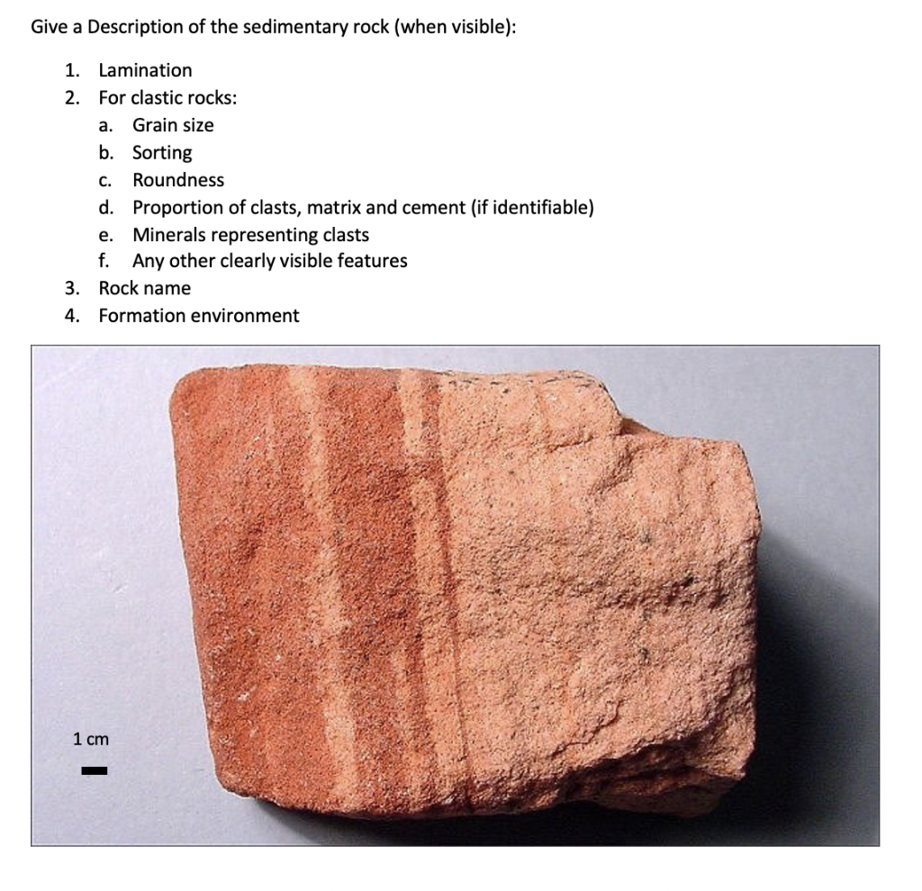 Solved Give a Description of the sedimentary rock (when | Chegg.com