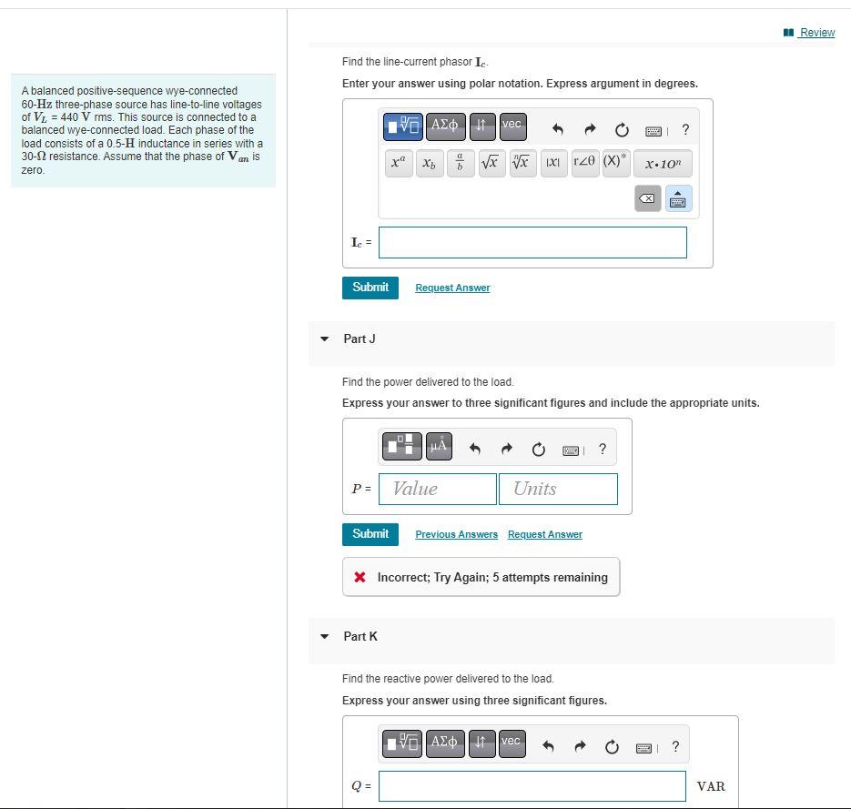 Solved A balanced positive-sequence wye-connected 60−Hz | Chegg.com