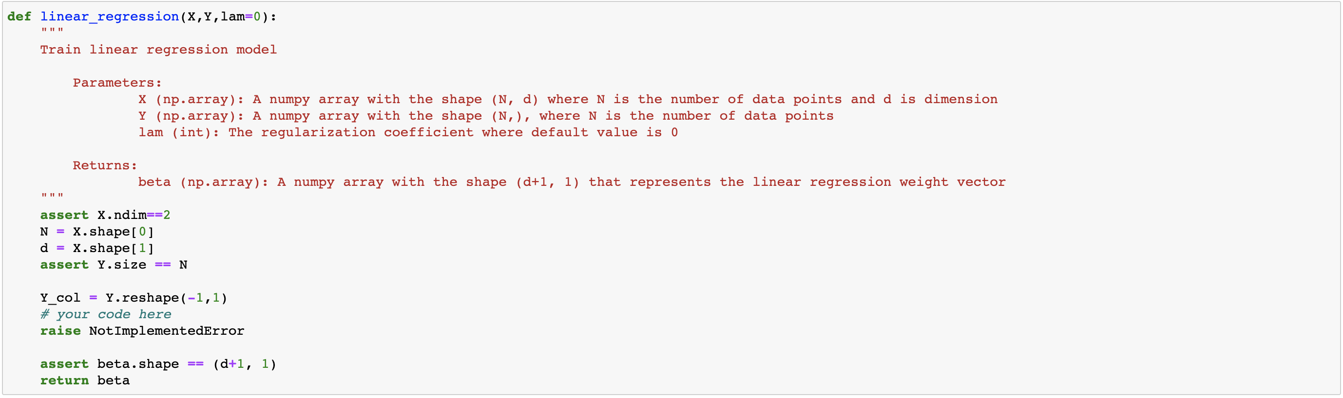 Write a function linear_regression that fits a | Chegg.com