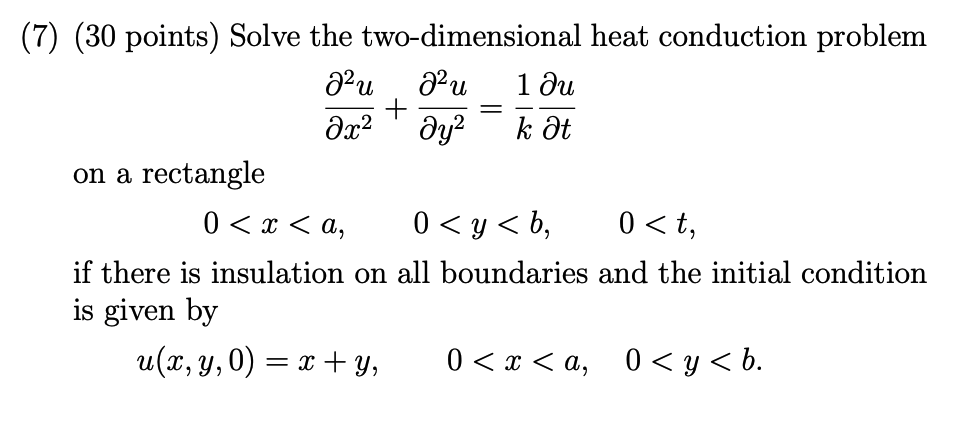 Solved (30 points) Solve the two-dimensional heat conduction | Chegg.com