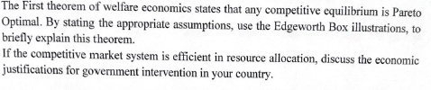Solved The First theorem of welfare economics states that | Chegg.com