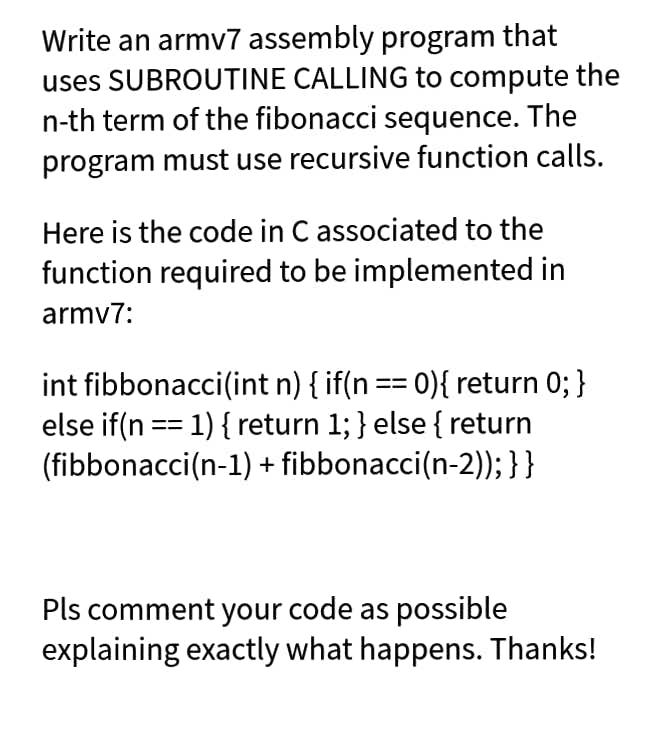 Solved Write an armv7 assembly program that uses SUBROUTINE | Chegg.com