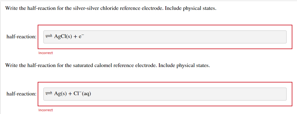 Solved Write the half-reaction for the silver-silver | Chegg.com