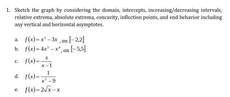 Solved 1. Sketch the graph by considering the domain, | Chegg.com