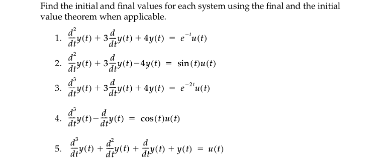 Solved Find The Initial And Final Values For 3 And 5 