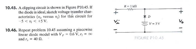 Solved 10.45. A clipping circuit is shown in Figure P10.45. | Chegg.com