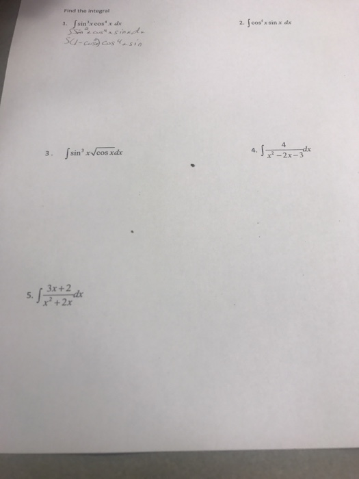 Solved integral sin^3 x cos^4 dx integral cos^2 x sin s dx | Chegg.com Solved integral sin^3 x cos^4 dx integral cos^2 x sin s dx | Chegg.com