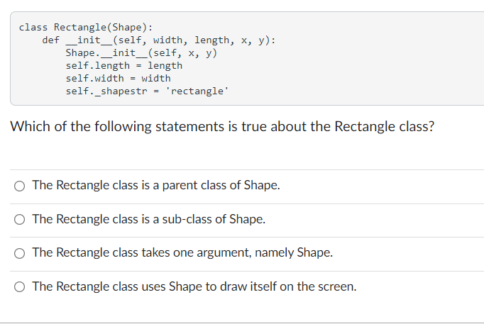 Solved Class Rectangleshape Def Initself Width 2900