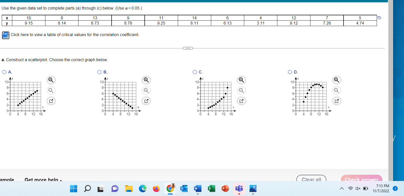 Solved Critical Values for the Correlation Coefficient | Chegg.com