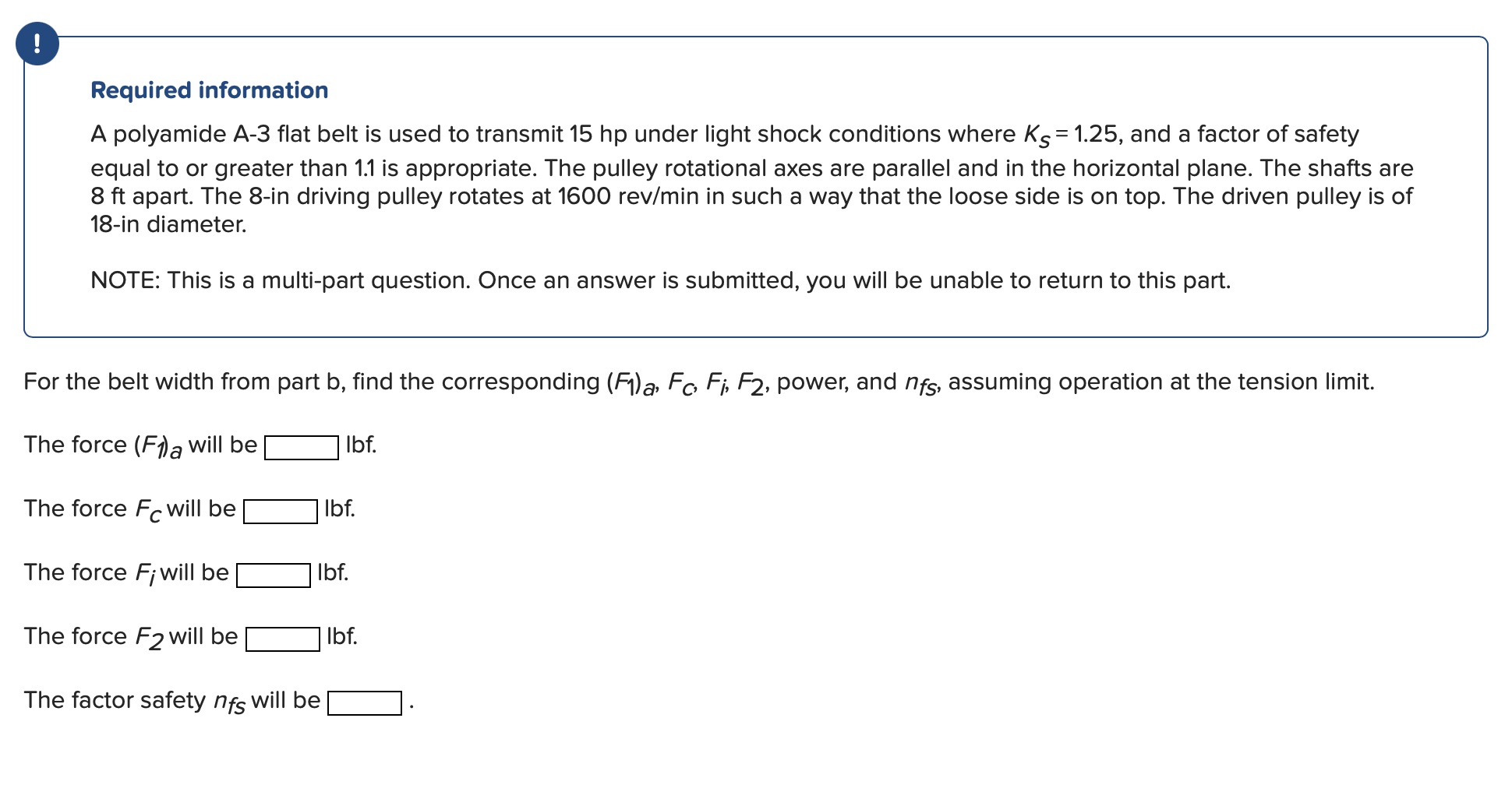 Solved Required information A polyamide A-3 flat belt is | Chegg.com