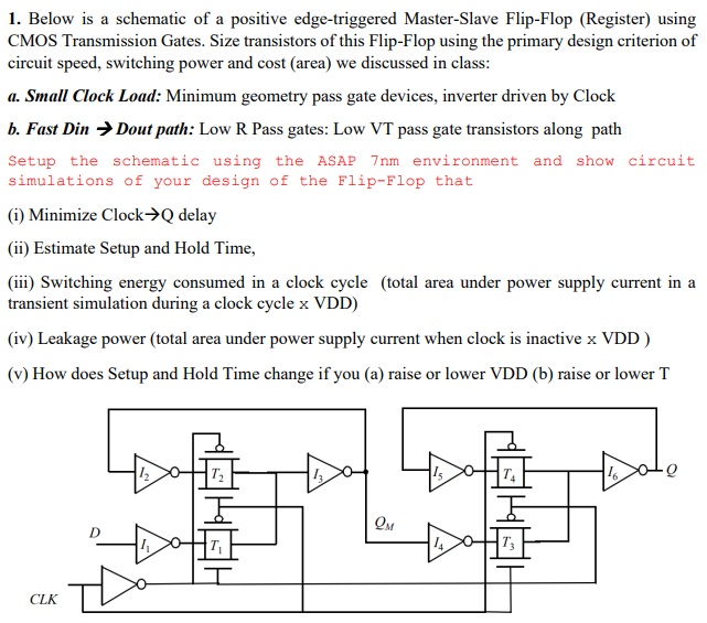 Solved 1. Below is a schematic of a positive edge-triggered | Chegg.com