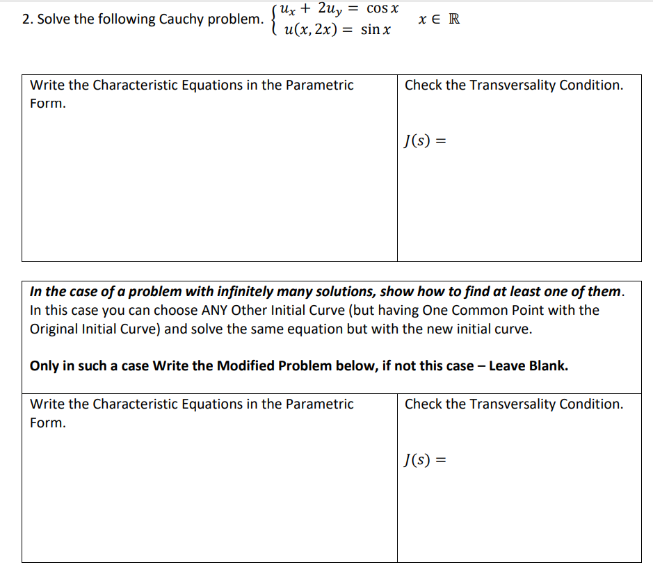 Solved 2. Solve the following Cauchy problem. { Ux + 2uy = | Chegg.com