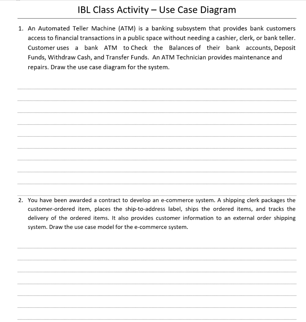 Solved 1. An Automated Teller Machine (ATM) is a banking | Chegg.com