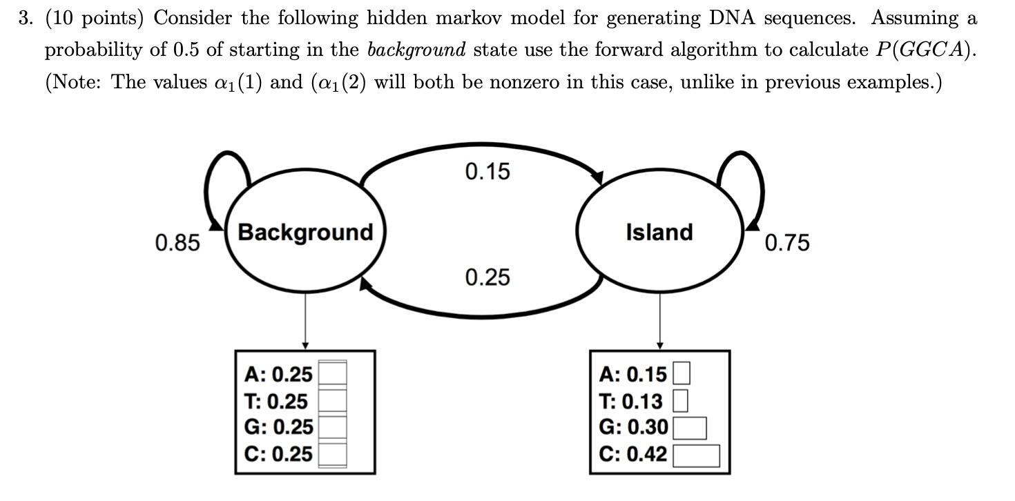 Solved 3. (10 points) Consider the following hidden markov | Chegg.com