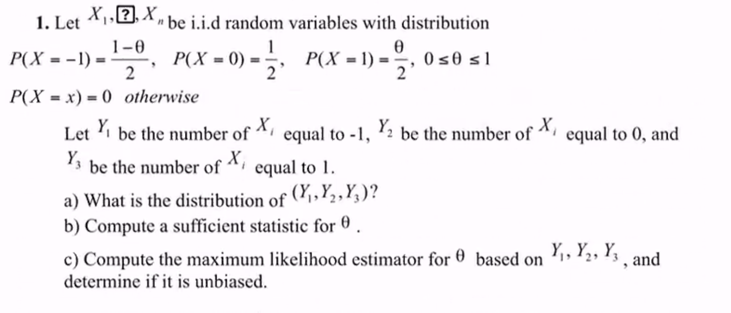 Solved 1. Let X1, ?, Xn be i.i.d random variables with | Chegg.com