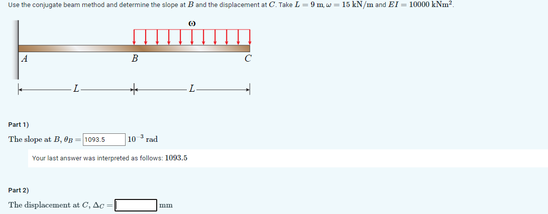 Solved Use the conjugate beam method and determine the slope | Chegg.com