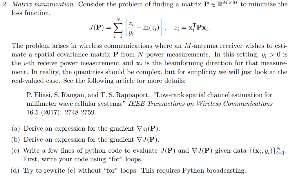 2. Matrix minimization. Consider the problem of | Chegg.com
