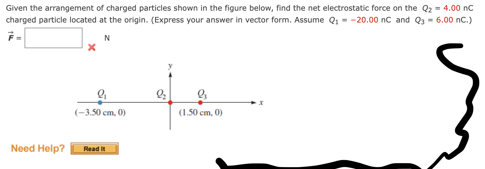 [Solved]: Given the arrangement of charged particles shown