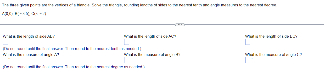 Solved The three given points are the vertices of a | Chegg.com