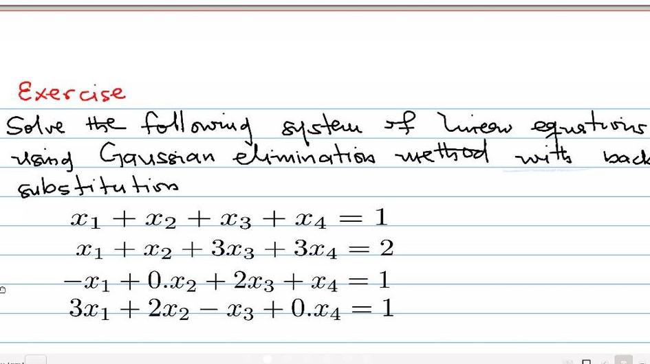 Solved Exercise Solve the following system of hireew | Chegg.com