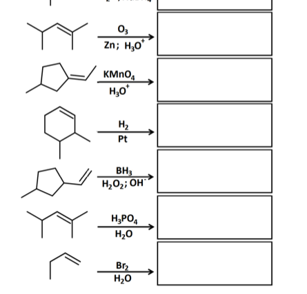 Solved 03 Zn; H20 KMnO4 H20* H₂ Pt вна H2O2; OH H3PO4 H20 | Chegg.com