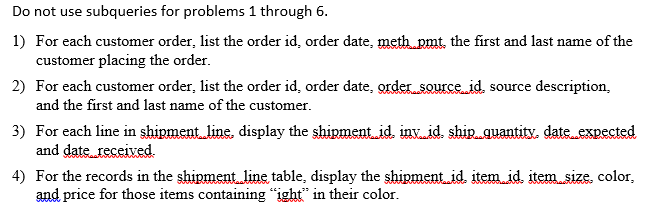 Solved I need help writing statements in SQL. Here is the | Chegg.com