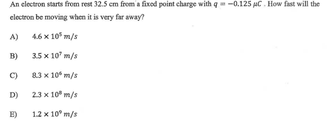 Solved An ﻿electron starts from rest 32.5 cm ﻿from a fixed | Chegg.com