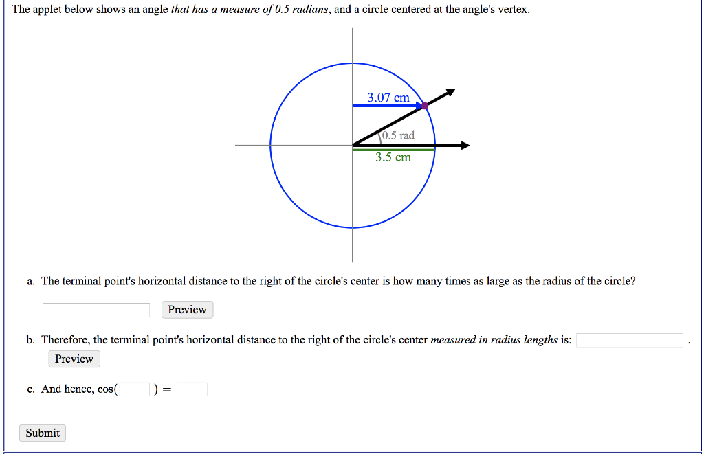 Solved The applet below shows an angle that has a measure of | Chegg.com
