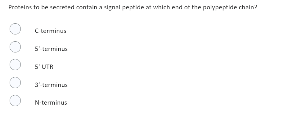 Solved Proteins to be secreted contain a signal peptide at | Chegg.com
