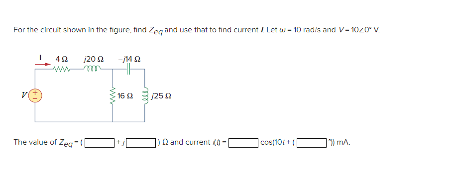 Solved For the circuit shown in the figure, find Zeq ﻿and | Chegg.com