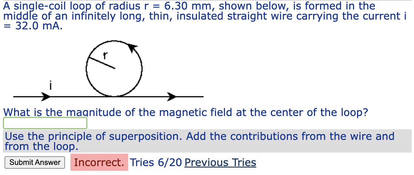 Solved A single-coil loop of radius r=6.30 mm, shown below, | Chegg.com