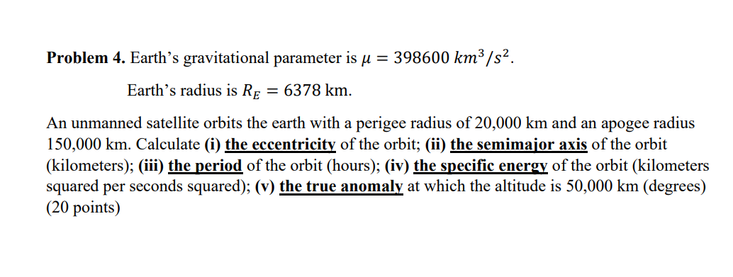 Solved Problem 4. Earth's gravitational parameter is | Chegg.com
