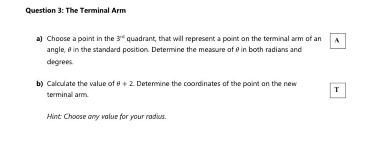 Solved Question 3: The Terminal Arm A a) Choose a point in | Chegg.com