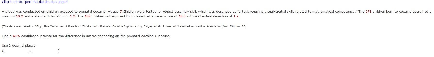 Solved Click here to open the distribution applet A study | Chegg.com