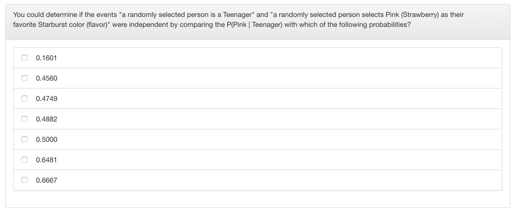 Solved Question 1 Background: Favorite Starburst | Chegg.com