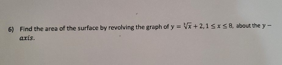 Solved Find the area of the surface by revolving the graph | Chegg.com
