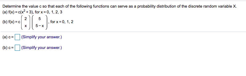 Solved Determine The Value C So That Each Of The Following