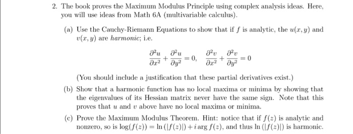 Solved Use Cauchy Riemann equation to prove. | Chegg.com