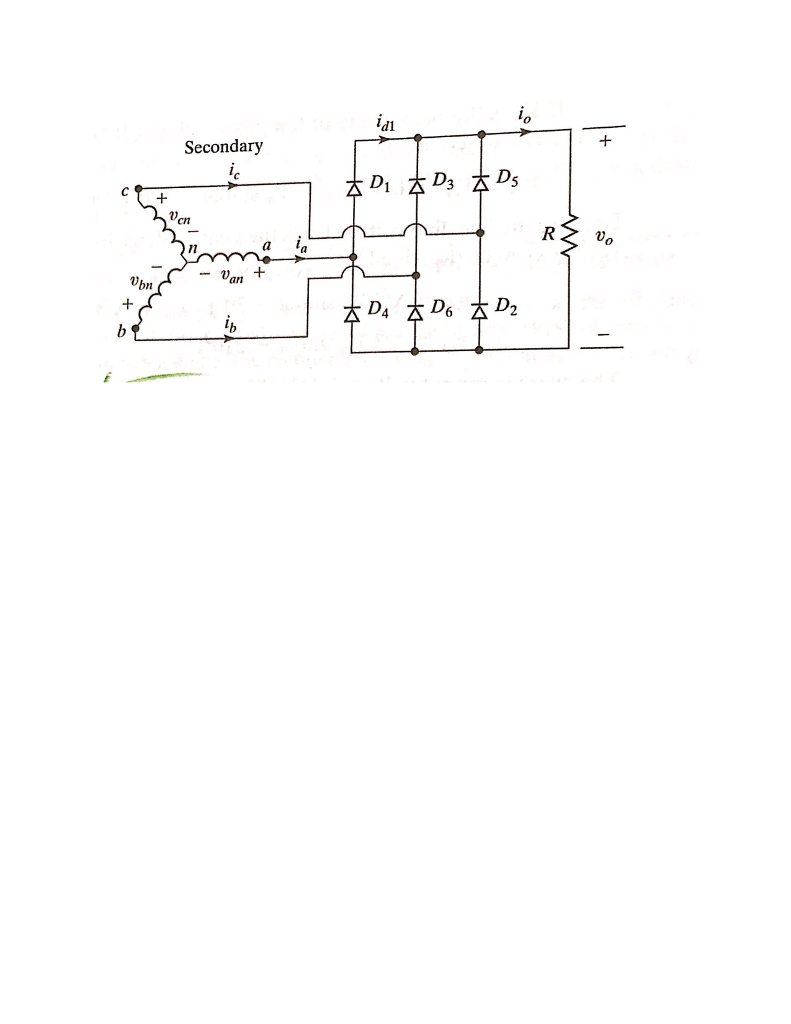 A six-pulse uncontrolled rectifier connected to a | Chegg.com