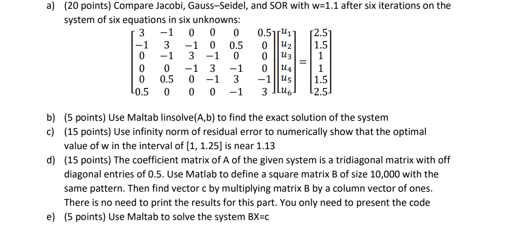 Solved Does anyone know how to do part d and e on matlab? | Chegg.com